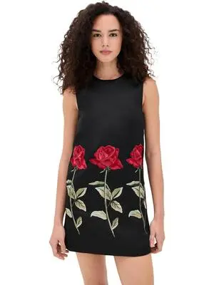 LEO LIN Yvonne Embroidered Mini Dress - Ebony