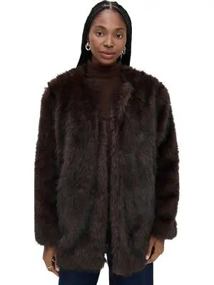 MADISON THE LABEL Marlowe Faux Fur Jacket - Espresso
