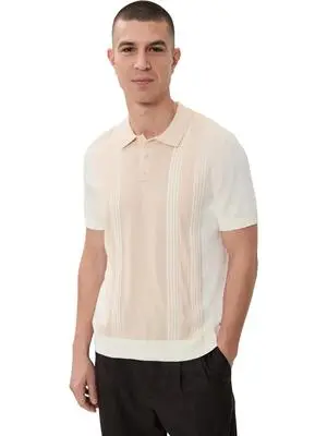 Onia Cotton Knit Short Sleeve Polo - Natural/egret