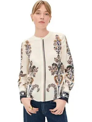 Veronica Beard Hoku Floral Print Blouse - Ecru Multi