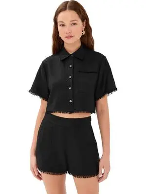 Simkhai Solange Cropped Shirt - Black