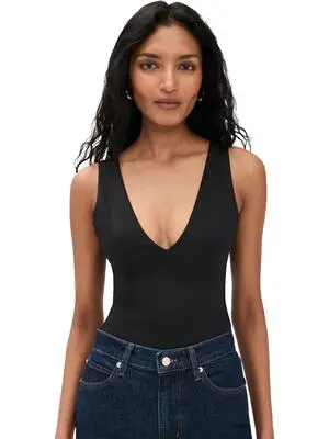 Good American Scuba Deep V Thong Bodysuit - Black001