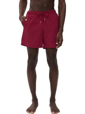 BATHER Solid Swim Trunks - Sangria
