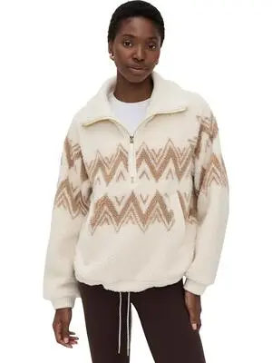 Varley Hendrik Half Zip Faux Sherpa Pullover - Egret