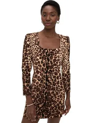 Saloni Shree Leopard Print Mini Dress - Cheetah Gradient Plmt