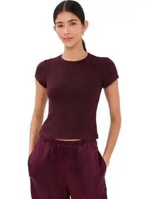 Sablyn Yael Cropped Baby Tee - Bordeaux