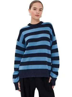 Tibi Stripe Cashmere Pullover - Navy Multi
