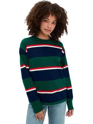 STATE & LAKE Nia Rugby Striped Sweater - Green/navy