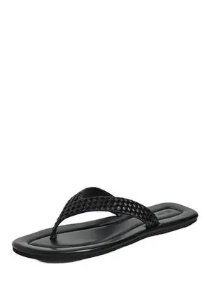 ST. AGNI Lattice Weave Thong Flip Flops - Black