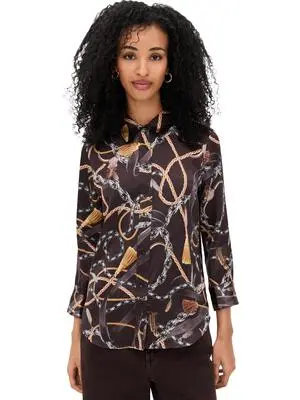 L'Agence Dani 3/4 Sleeve Silk Blouse - Multi Mix Western