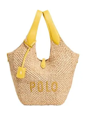 Polo Ralph Lauren Raffia Play Medium Tote - Natural/canary Yellow