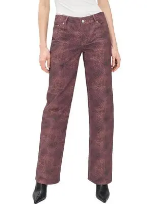 PEACHY DEN Cicely Straight Leg Trousers - Red Leopard