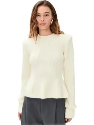 Remain Birger Christensen Peplum Sweater - Egret
