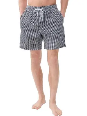 DUR DOUX Checked Seersucker Swim Trunks - Black, White