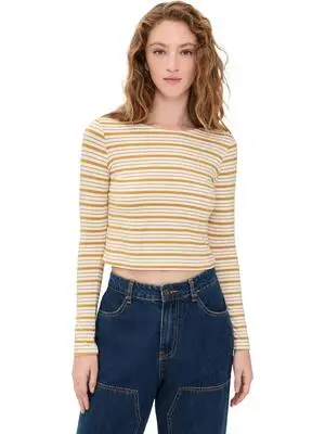 LE BOP Striped Long Sleeve Tee - Yellow/ivory