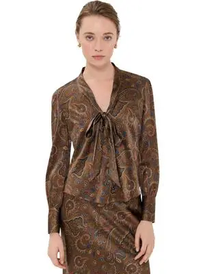 Veronica Beard Francine Paisley Print Blouse - Walnut Multi