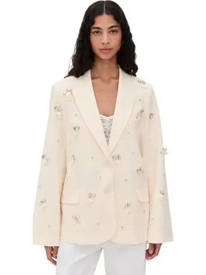 GUIZIO Embellished Oversized Blazer - Ivory