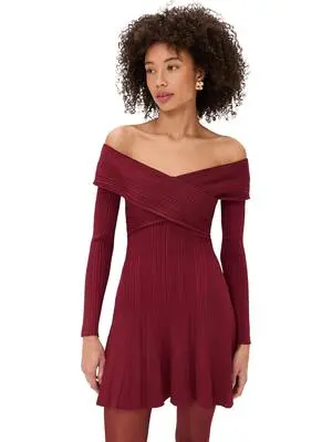 SELF-PORTRAIT Viscose Knit Mini Dress - Burgundy