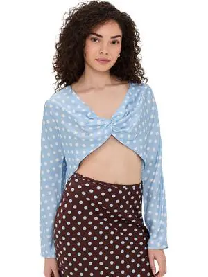 Posse Tillie Long Sleeve Top - Blue Polka Dot