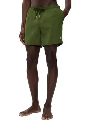 BATHER Solid Swim Trunks - Olive