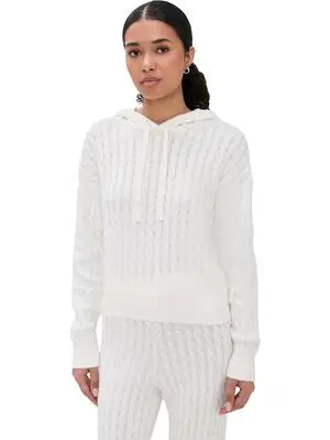 LE BOP Cable Knit Drawstring Hoodie - Ivory
