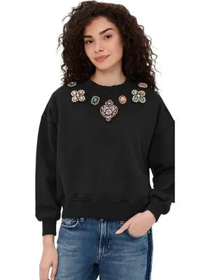 Cinq À Sept Rhinestone Embellished Pullover - Black Multi
