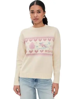 LoveShackFancy Francie Fair Isle Wool Sweater - Apres Ivory