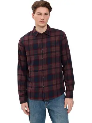 Marine Layer Tahoe Flannel Shirt - Navy/burgundy Plaid