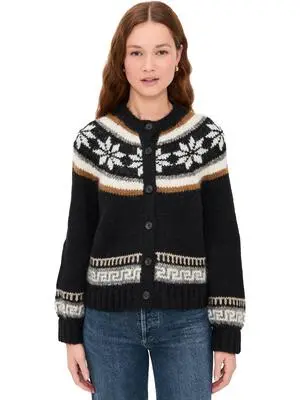 The Great. The Snowflake Ice Rink Alpaca Cardigan - Black