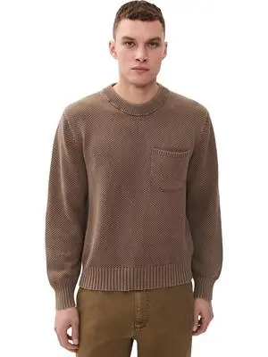 CORRIDOR Acid Wash Crew Neck Sweater - Brown