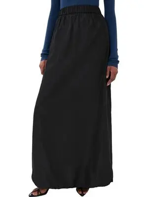 Tibi Nylon Maxi Skirt - Black