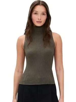 LESET Blake Rib Sleeveless Turtleneck - Moss
