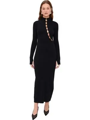 Sir The Label Chiara Beaded Long Sleeve Dress - Black
