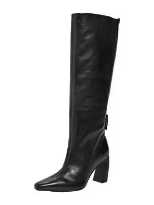 Free People Leather Tall Boots - Black Leather