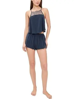 Lunya Washable Silk Cami Shorts Set - Deep Blue