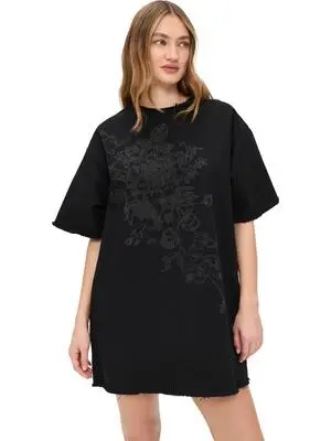 MARQUES' ALMEIDA Flower Motif T-shirt Dress - Black