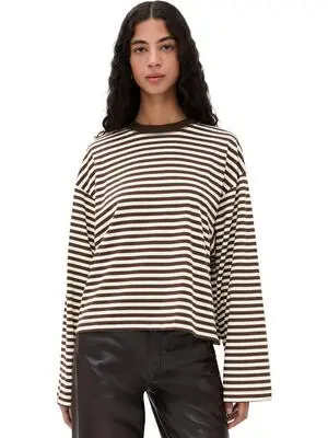 Lioness Long Sleeve Jersey Top - Dark Chocolate Stripe