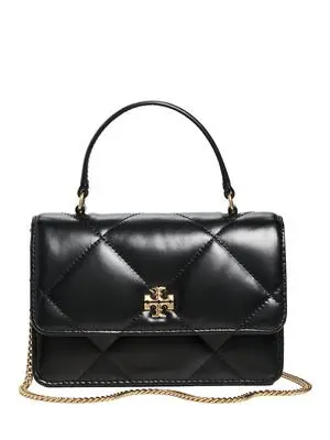 Tory Burch Kira Diamond Quilt Mini Top Handle Chain Crossbody Bag - Black