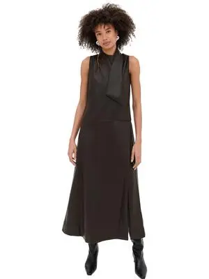 Line & Dot Maddox Faux Leather Maxi Dress - Dark Brown