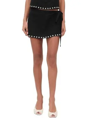 Staud Zandra Linen Mini Skirt - Black