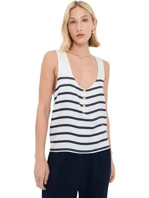Françoise Striped Poppy Tank - Stripe Navy
