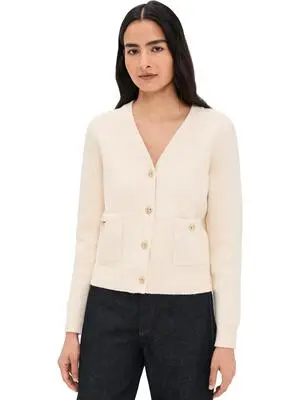 LE BOP Ribbed Cardigan With Gold-toned Buttons - Ivory