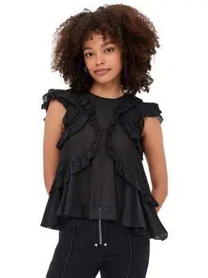Isabel Marant Nalou Ruffle Top - Black
