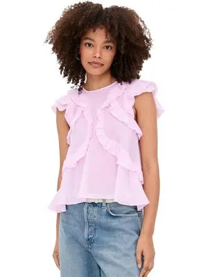 Isabel Marant Nalou Ruffle Top - Light Pink