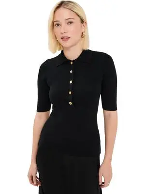 Françoise Pia Wool Polo - Black