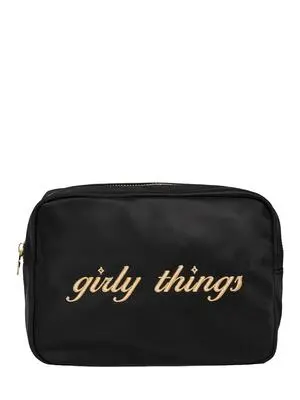 Stoney Clover Lane Girly Things Embroidered Large Pouch - Noir