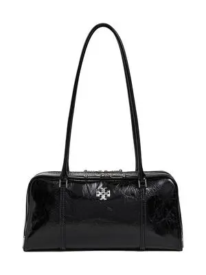 Tory Burch Crinkle Leather Small Marshmallow Satchel - Black