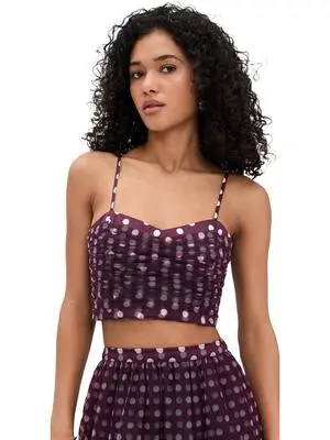 Cinq À Sept Camille Polka Dot Selly Top - Deep Plum/limestone