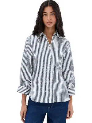 TWP Striped Sequined Shirt - Indigo / White