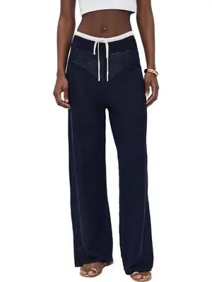 Onia Linen Knit Drawstring Pants - Noir Navy/egret
